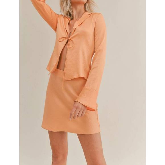 Sage | Tops | New Sage The Label Jess Tie Front Shirt In Sunny Orange ...
